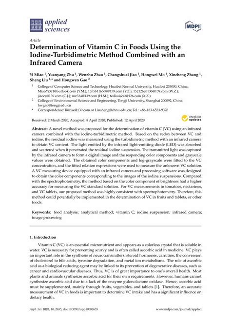 Pdf Determination Of Vitamin C In Foods Using The Iodine Dokumen Tips