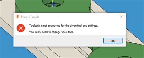 toolpath is not supported for the given tool and settings when creating a thread milling