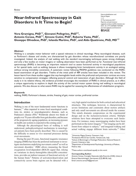 Pdf Near Infrared Spectroscopy In Gait Disorders Is It Time To Begin