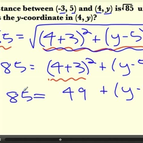 Finding A Missing Coordinate Using The Distance Formula Tutorial Sophia Learning