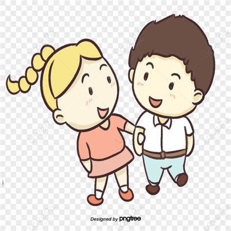 어린 소녀와 소년의 우정은 영원히 지속됩니다놀다놀이터 Png 일러스트 무료 다운로드 Lovepik