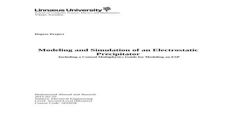 Pdf Modeling And Simulation Of An Electrostatic Precipitator