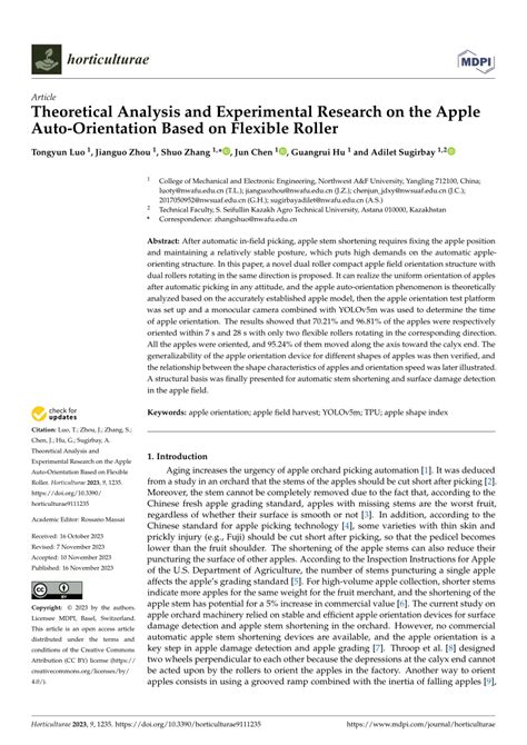 Pdf Theoretical Analysis And Experimental Research On The Apple Auto