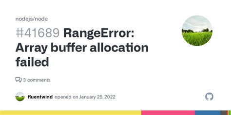 Rangeerror Array Buffer Allocation Failed · Issue 41689 · Nodejsnode