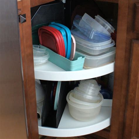 Organizing A Lazy Susan Cabinet With Desk And Drawer Organizers Realizing Home