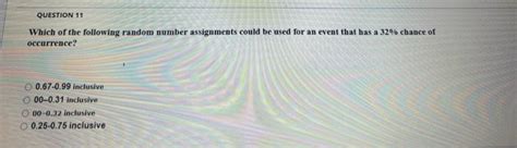 Solved Question 11 Which Of The Following Random Number