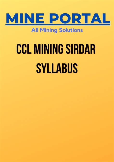 Ccl Mining Sirdar Syllabus Mine Portal Indias No1 Mining Exams Test Series Provider