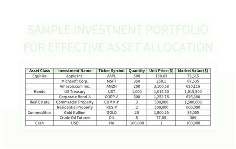 Creating An Effective Investment Portfolio With Strategic Asset Allocation Excel Template Free