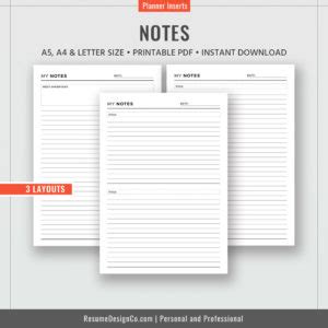 My Notes Lined Notes Notebook A A Letter Size Filofax A Planner Design Planner