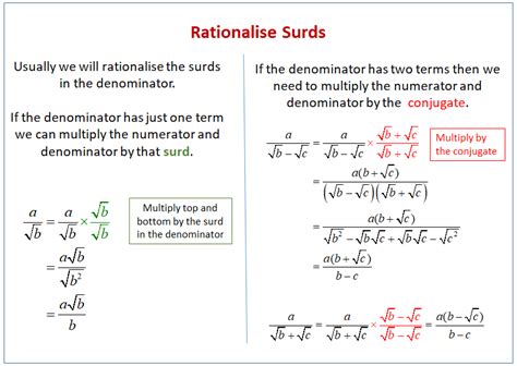 Rationalising Surds Examples Solutions Videos Worksheets Games