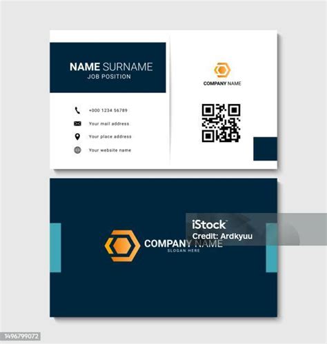 크리 에이 티브 네이비 블루와 화이트 명함 디자인 전문적이고 깨끗한 명함 템플릿입니다 벡터 개성 개념에 대한 스톡 벡터 아트 및