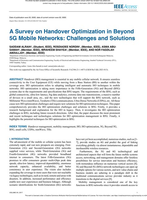 Pdf A Survey On Handover Optimization In Beyond 5g Mobile Networks Challenges And Solutions