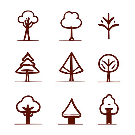 Tree Line Art Vector Icon Set Premium Ai Generated Vector