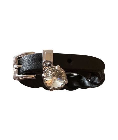 Miu Miu Черный кожаный браслет для женщин купить в интернет магазине с доставкой