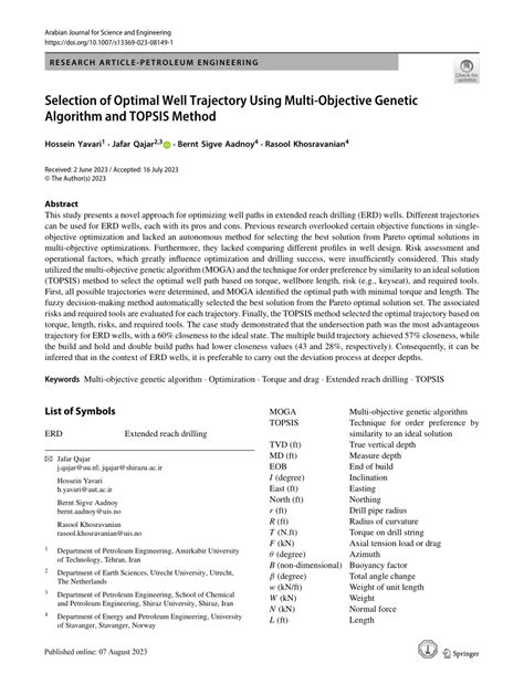 pdf selection of optimal well trajectory using multi objective