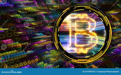 Bitcoin Algorithm Quantum Computer Futuristic Technology Colorful