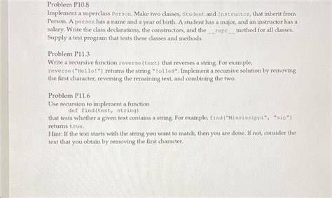 solved problem p10 8 implement a superclass person make two