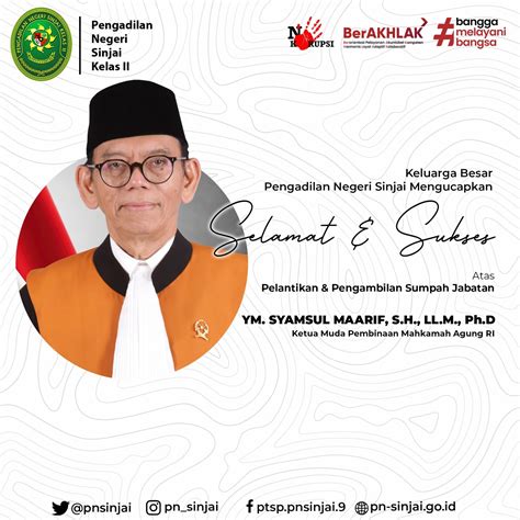 Selamat Dan Sukses Ym Syamsul Maarif S H L L M Ph D Sebagai Ketua Muda Pembinaan Mahkamah