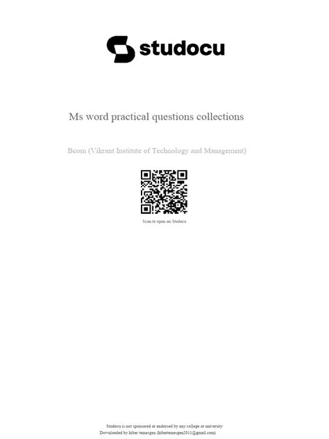 Ms Word Practical Questions Collections Pdf Microsoft Word Paragraph
