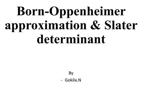 Bornoppenheimer Approximationpdf