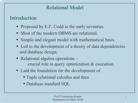 Relational Model Introduction E Courses