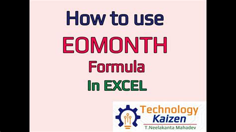 eomonth formula in excel youtube