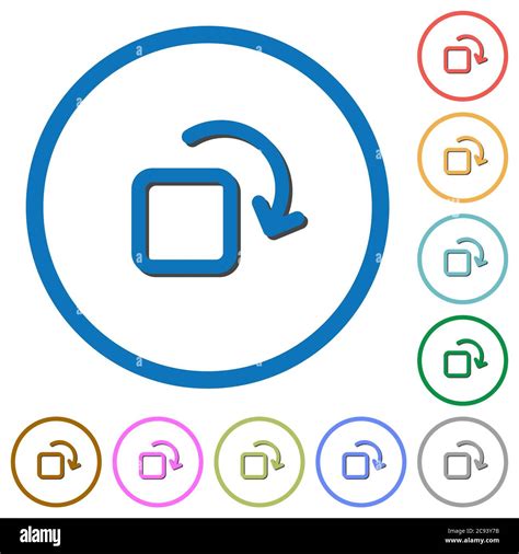 Rotate Element Flat Color Vector Icons With Shadows In Round Outlines On White Background Stock