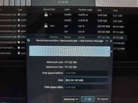 kde partition manager cannot resize r steamdeck