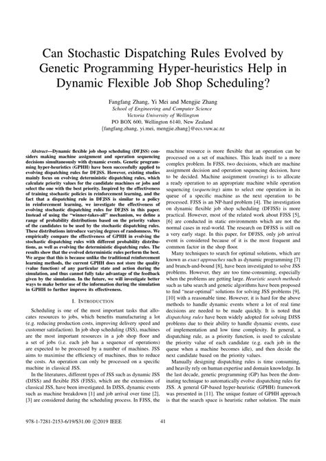 Pdf Can Stochastic Dispatching Rules Evolved By Genetic Programming