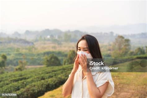 대기 오염과 Pm 25 먼지 입자에 대한 호흡기 보호 마스크를 착용 한 젊은 아시아 여성 건강관리와 의술에 대한 스톡 사진 및 기타 이미지 건강관리와 의술 고급 공기
