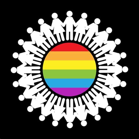 Silhuetas De Homens E Mulheres Ao Redor Do Círculo Em Cores Lgbt