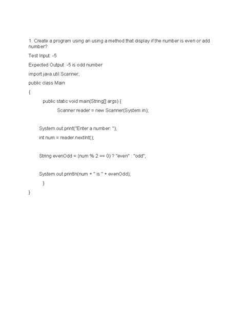 Midterm Exam Cc103 Lab Create A Program Using An Using A Method That Display If The Number Is