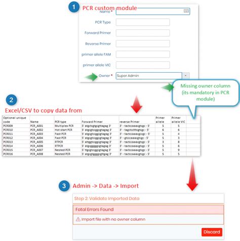 how to solve errors while importing data labcollector