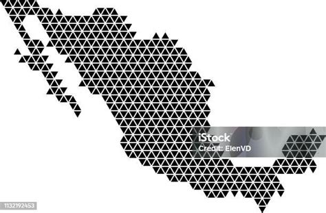 멕시코 지도 노드를 사용 하 여 패턴 기하학적 배경을 반복 하는 검은색 삼각형에서 추상 도식 벡터 일러스트입니다 멕시코에 대한