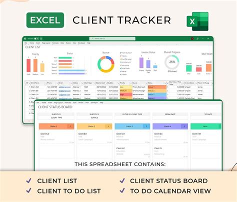 Excel Client Tracker Small Business Template Crm Dashboard Excel Business Tracker Business