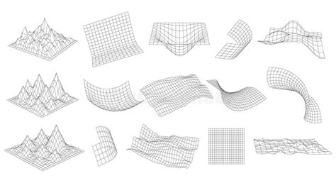 3d Glitch Rectangle Plane Set Distorted Perspective Grid Collection