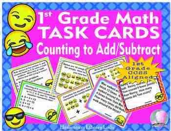 EMOJI St Grade Math Task Cards Relate Counting To Add Subtract CCSS Aligned