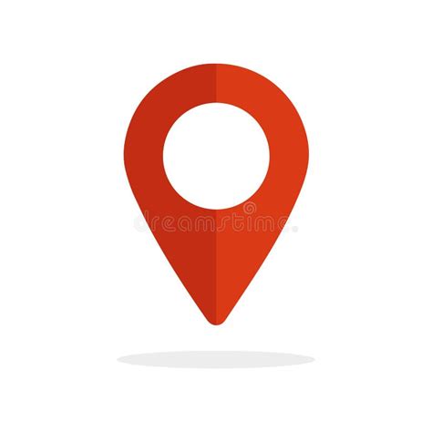 Shaded Map Pointer Icon Gps Location Symbol Map Pin Is Red Isolated Vector Illustration Flat
