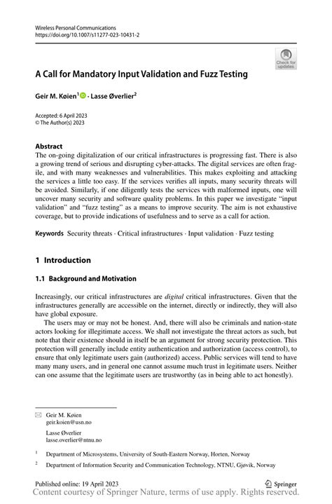 Pdf A Call For Mandatory Input Validation And Fuzz Testing