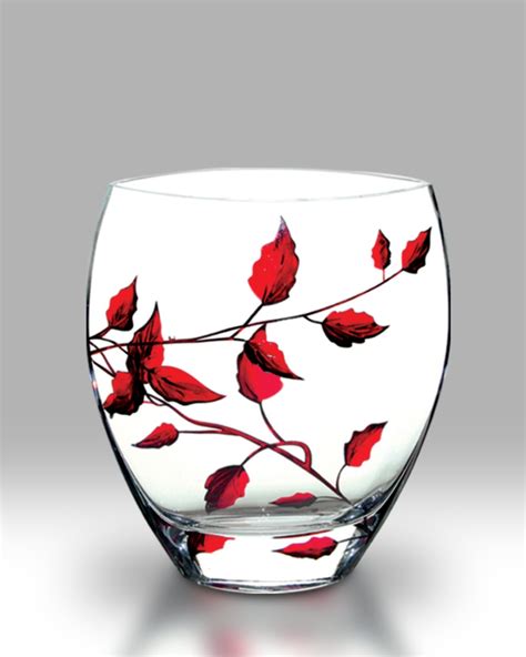 Ruby Leaf 21cm Curved Vase By Nobile Glassware Etsy