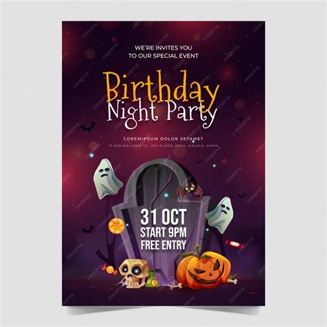Градиентный шаблон приглашения на день рождения хэллоуина Бесплатно векторы