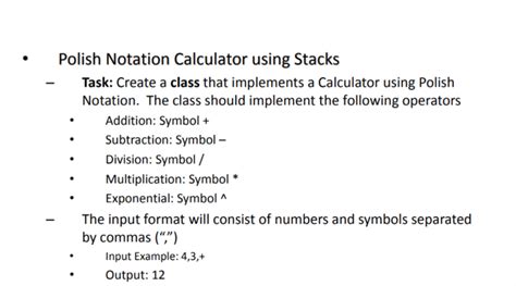 Solved Polish Notation Calculator Using Stacks Task Create