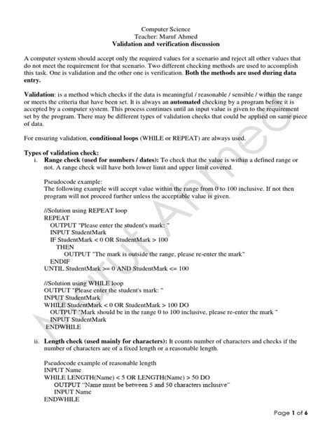 Validation And Verification Pdf Control Flow String Computer