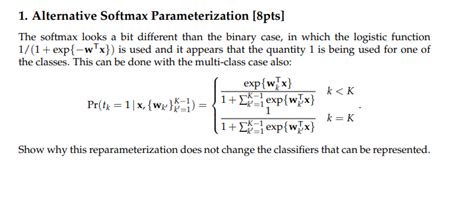 Solved Alternative Softmax Parameterization Pts The Chegg