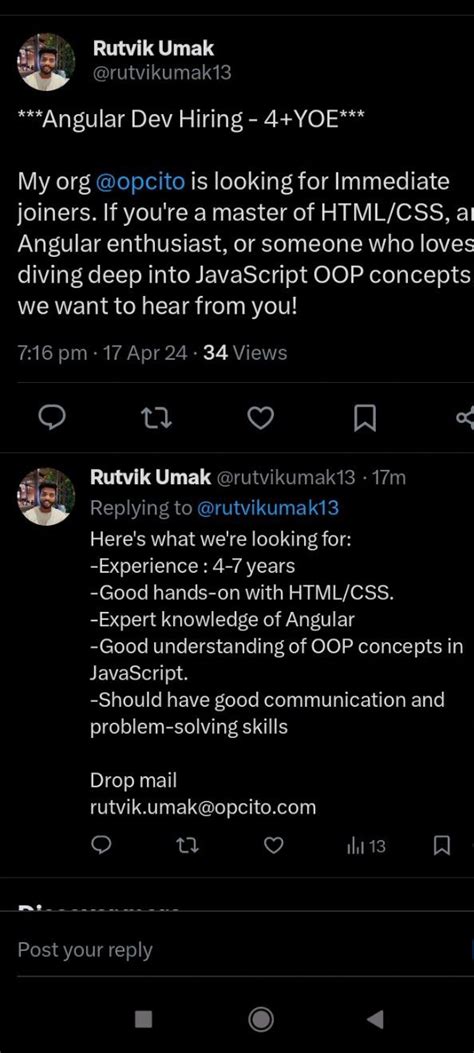 hiring angular developer immediatejoiner vaibhav matere