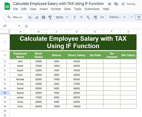 Calculate Employee Salary With Tax Using If Function Step By Step