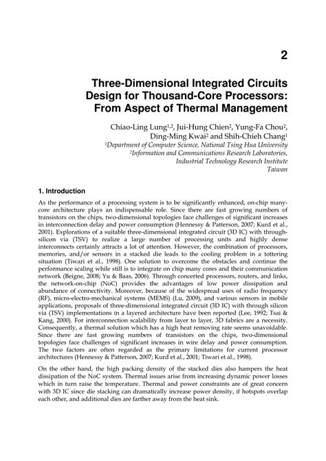 Pdf Three Dimensional Integrated Circuits Design For Thousand Core Processors From Aspect Of