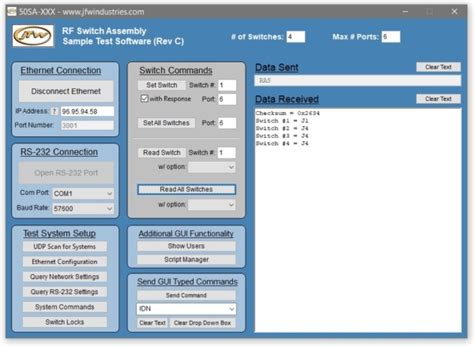 Sample GUI Test Programs JFW Industries