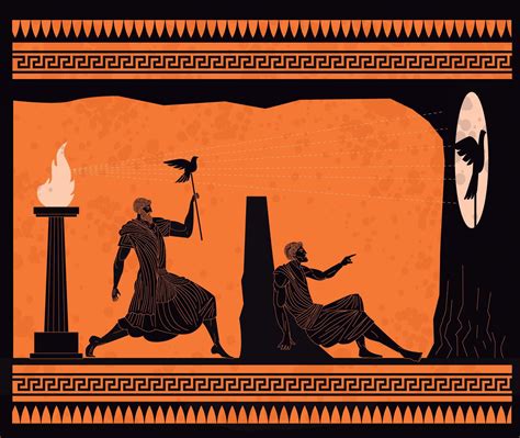 Plato Cave Allegory In Greek Amphora Style 75540324 Vector Art At Vecteezy