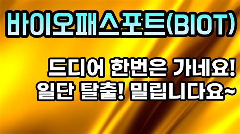 바이오패스포트biot 투자리포트│오늘 밀리면 끝 신속한 대응이 필요한 코인불안불안합니다 Youtube